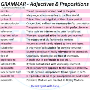 GRAMMAR - Adjective + Preposition - Welcome to Learn English with Carlo