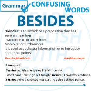 CONFUSING WORDS - Beside vs. Besides - Welcome to Learn English with Carlo