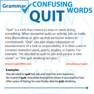 CONFUSING WORDS - Quit - Quiet - Quite - Welcome to Learn English with ...