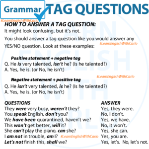 GRAMMAR - Tag Questions - Welcome to Learn English with Carlo